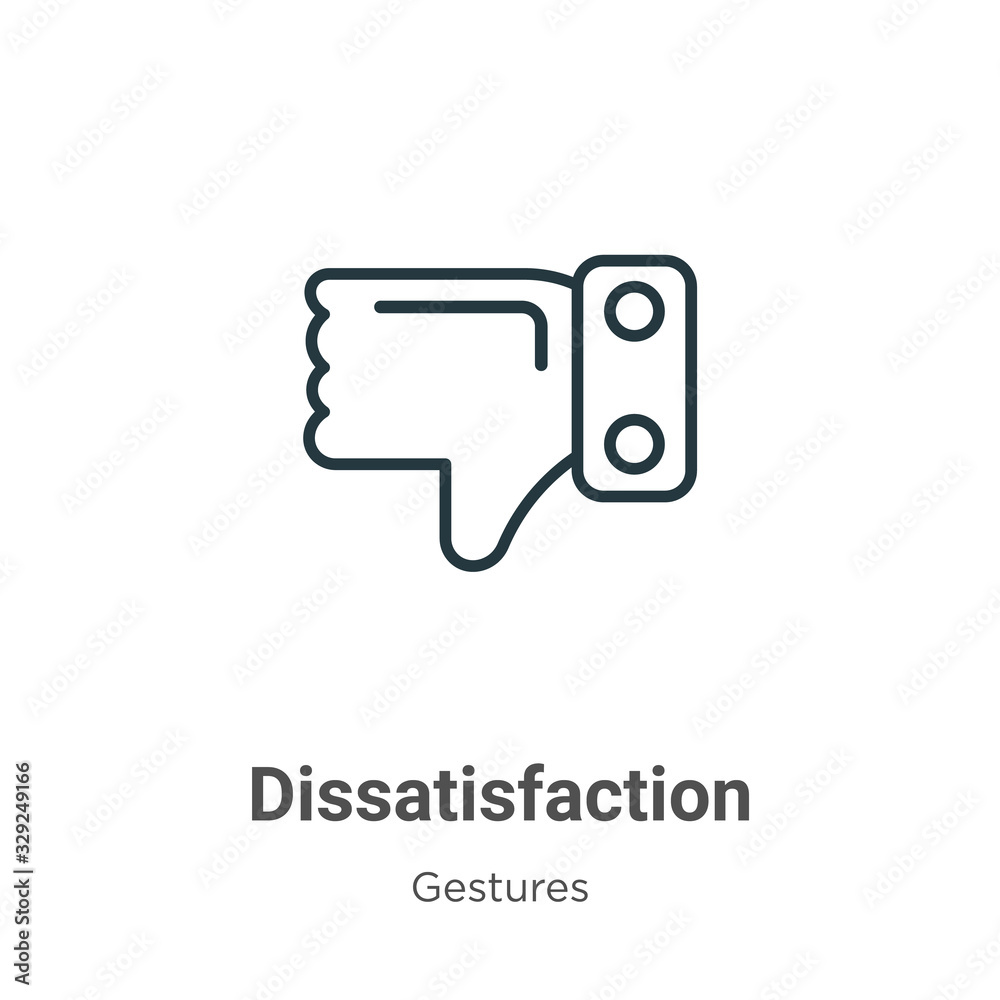 Dissatisfaction outline vector icon. Thin line black dissatisfaction ...