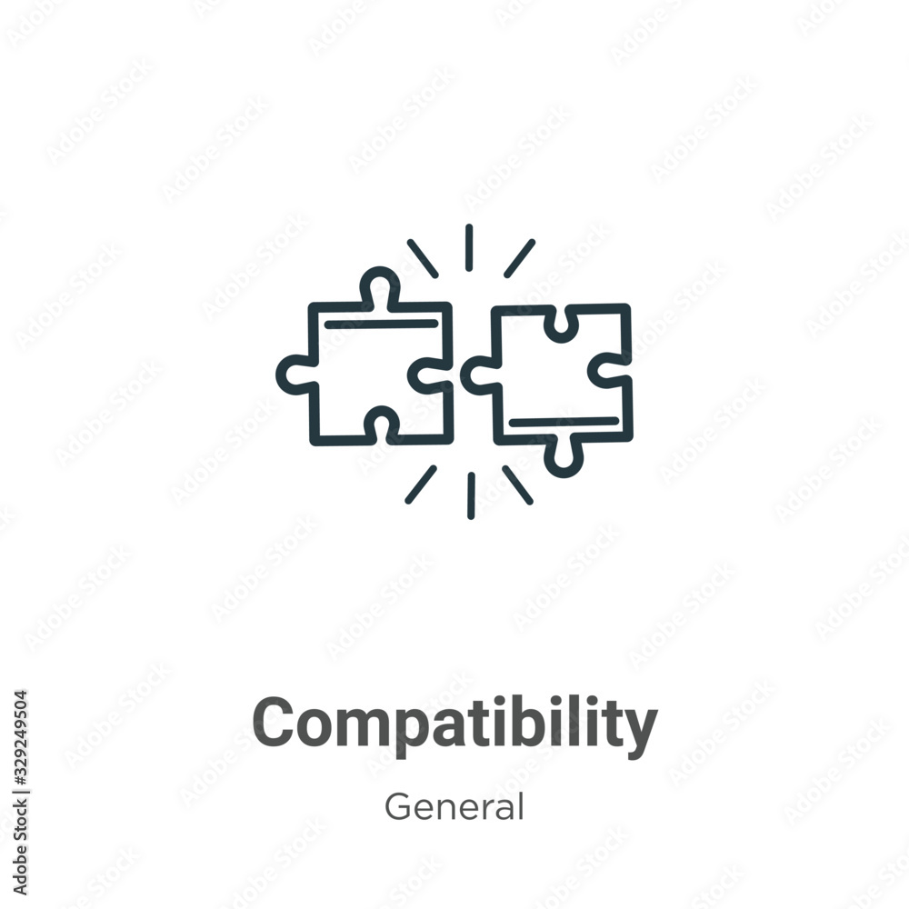Compatibility outline vector icon. Thin line black compatibility icon ...