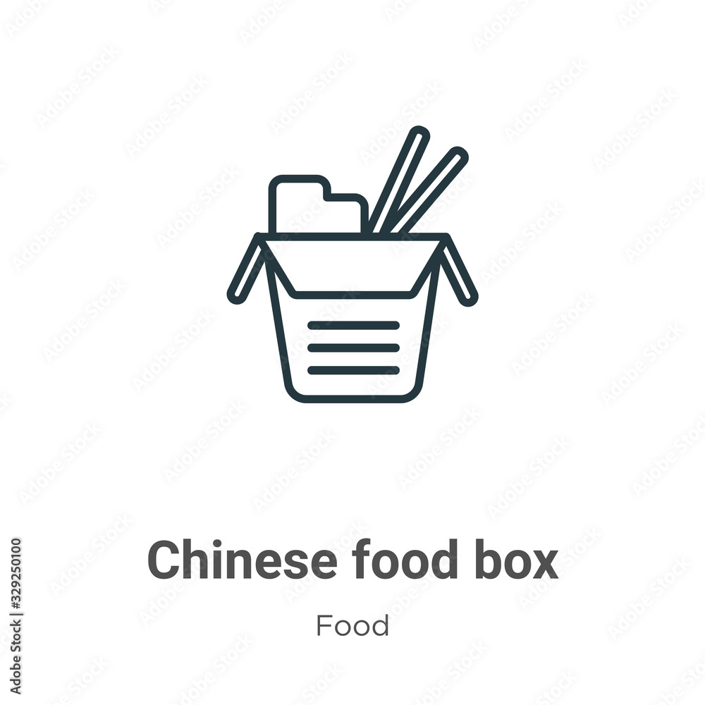 Chinese food box outline vector icon. Thin line black chinese food box ...