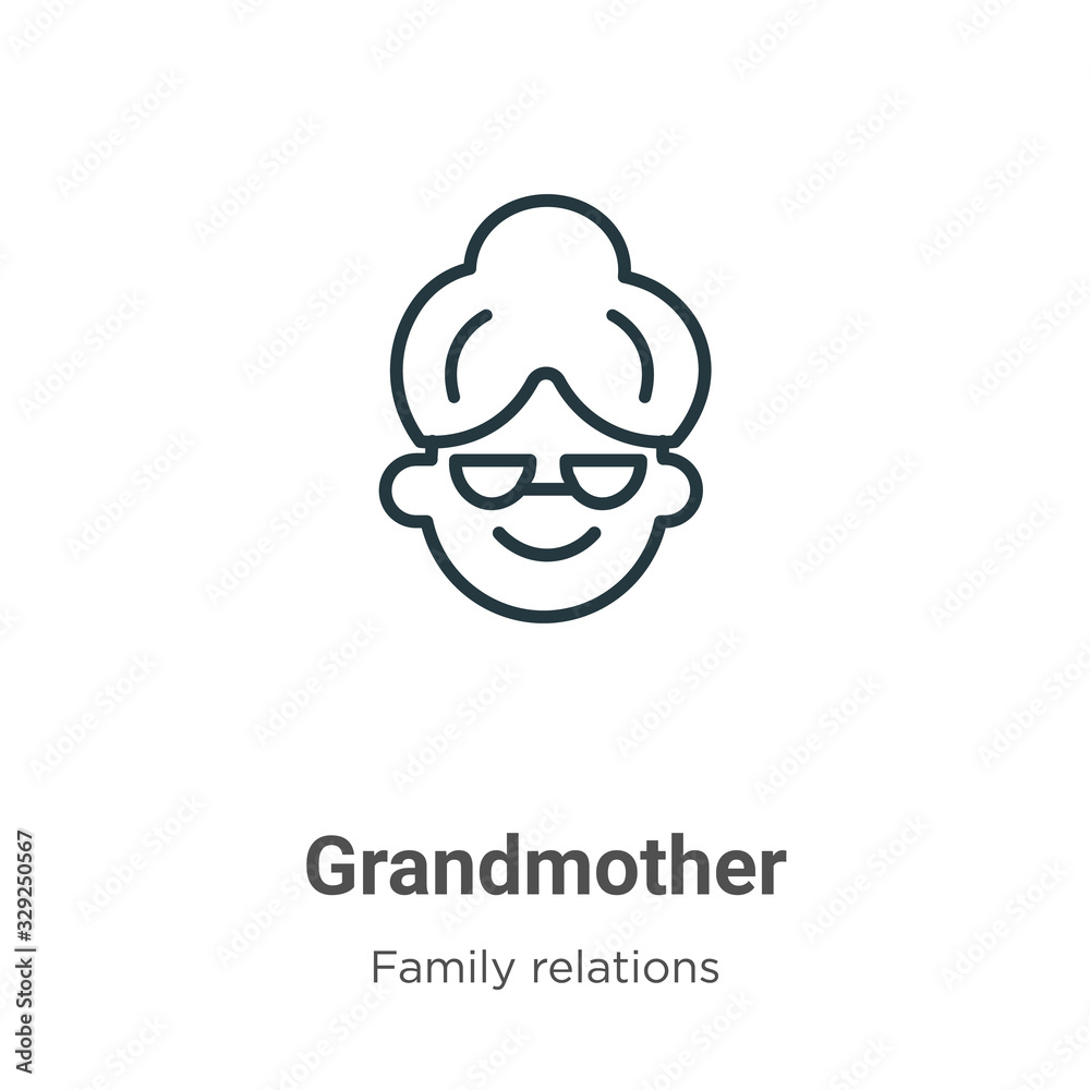 Grandmother outline vector icon. Thin line black grandmother icon, flat ...