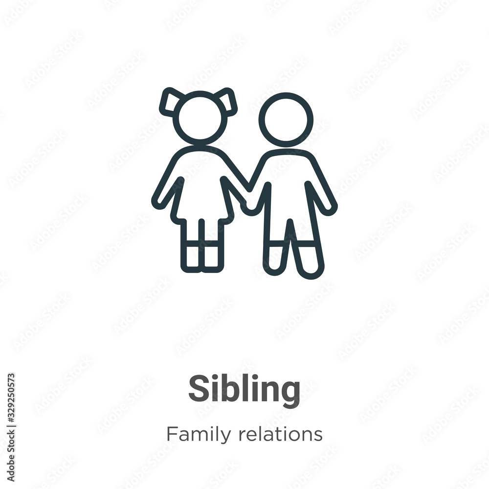 Sibling outline vector icon. Thin line black sibling icon, flat vector ...