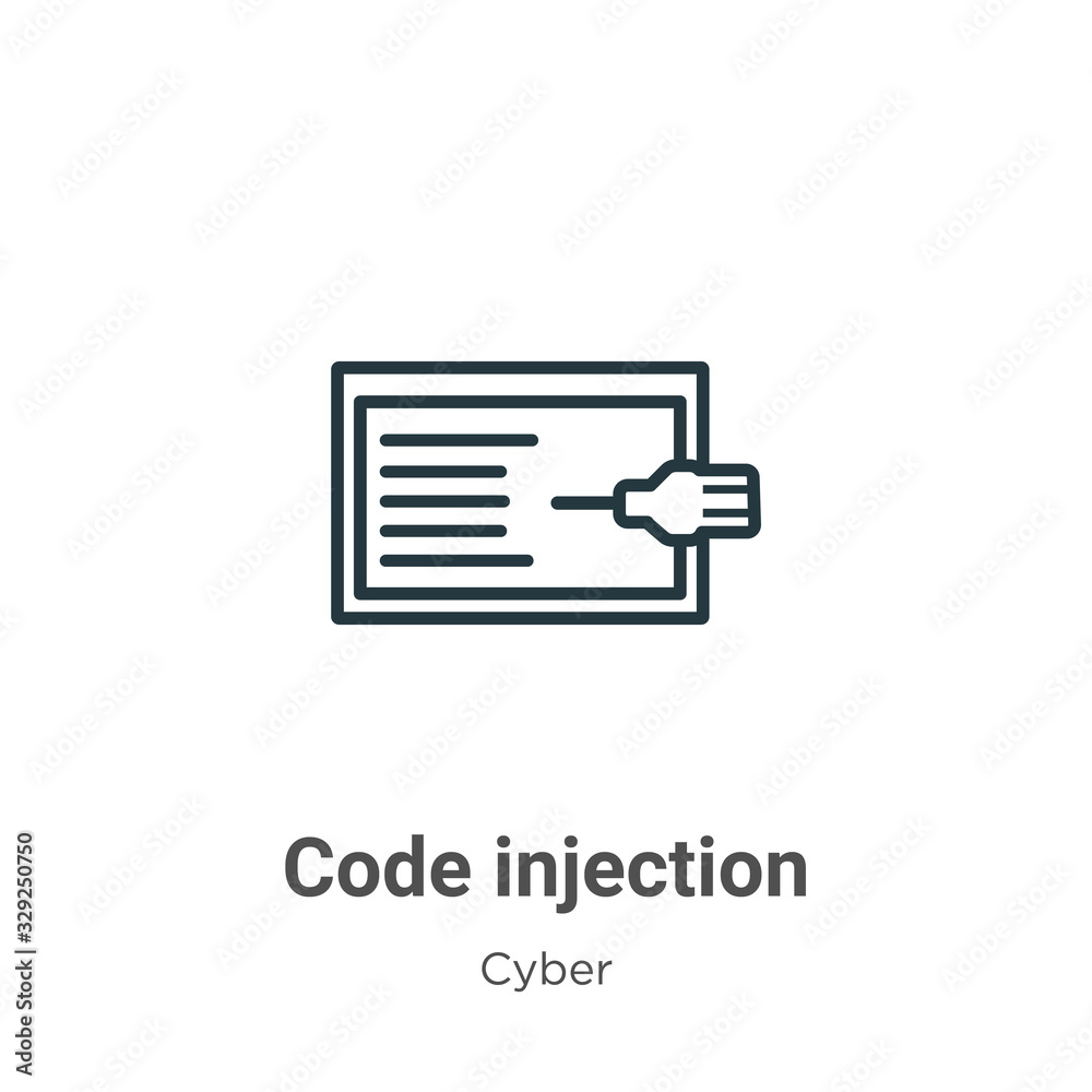 Code Injection Outline Vector Icon Thin Line Black Code Injection Icon