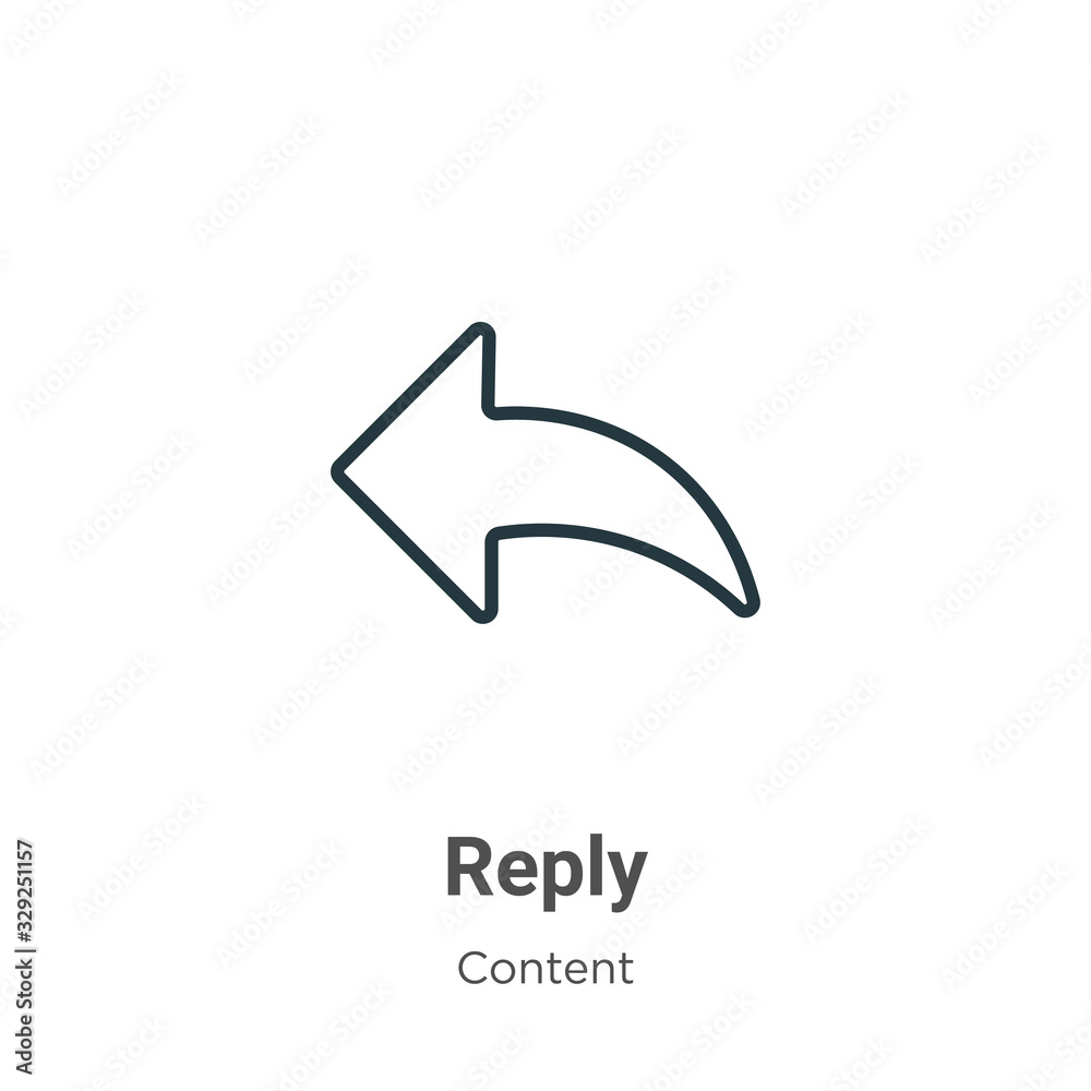 Reply outline vector icon. Thin line black reply icon, flat vector ...
