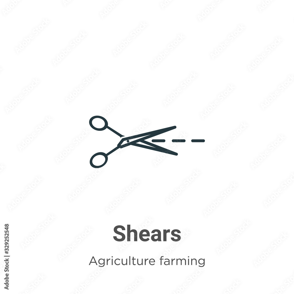 Shears outline vector icon. Thin line black shears icon, flat vector ...