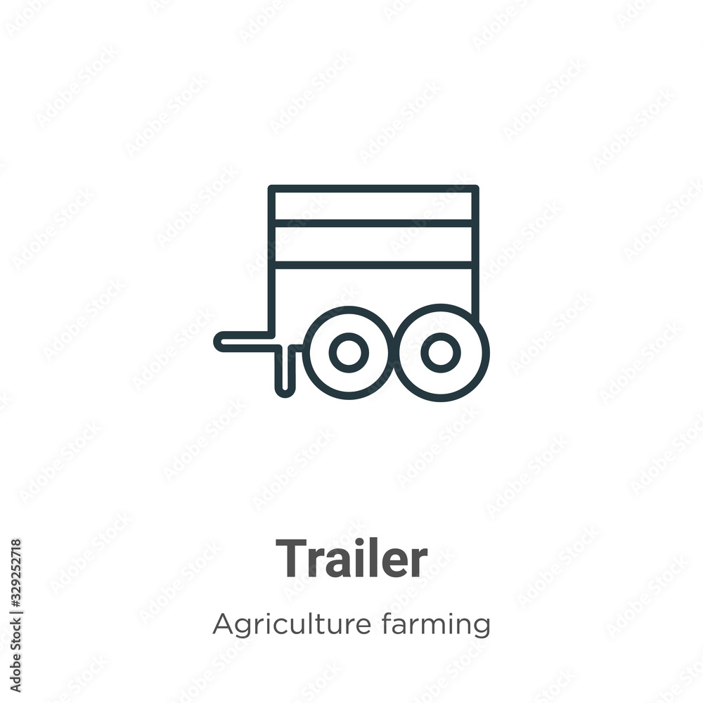 Trailer outline vector icon. Thin line black trailer icon, flat vector ...