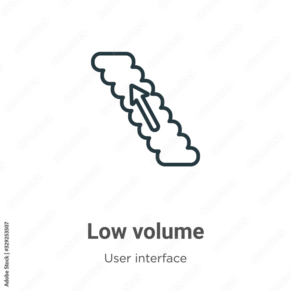 Vetor de Low volume outline vector icon. Thin line black low volume ...