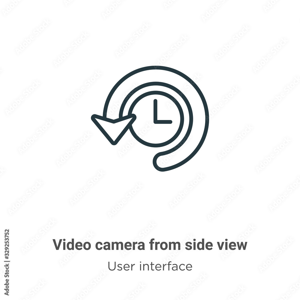 Video camera from side view outline vector icon. Thin line black video ...