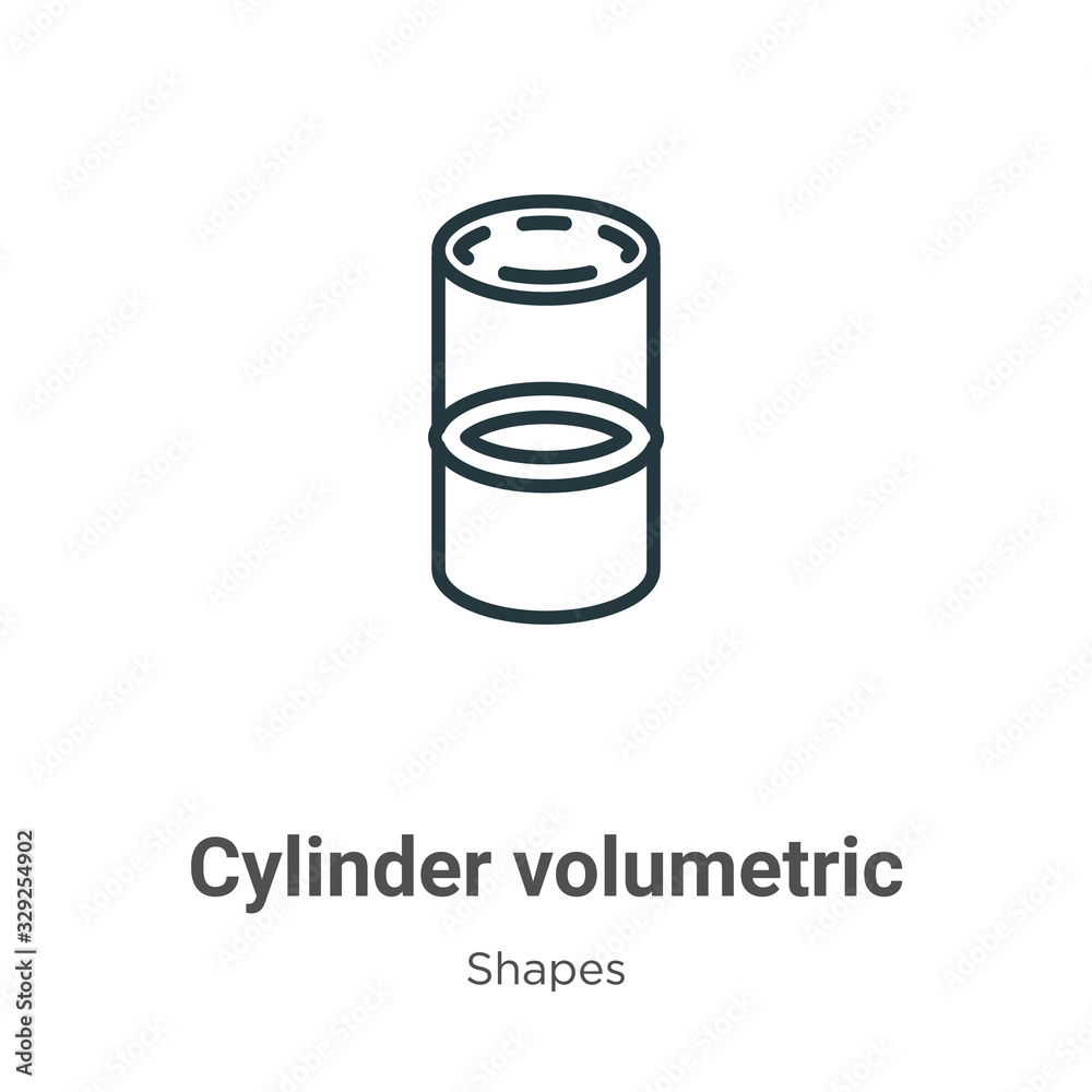 Cylinder volumetric outline vector icon. Thin line black cylinder ...