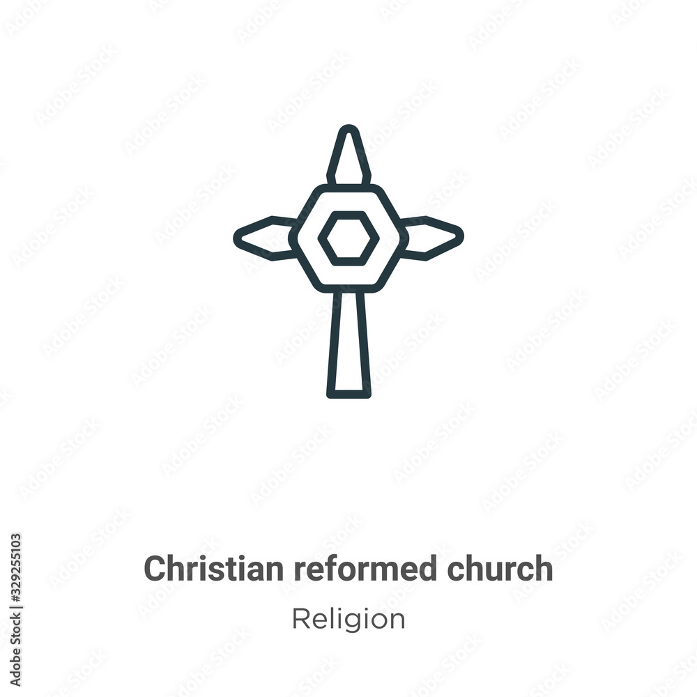 Christian reformed church outline vector icon. Thin line black ...