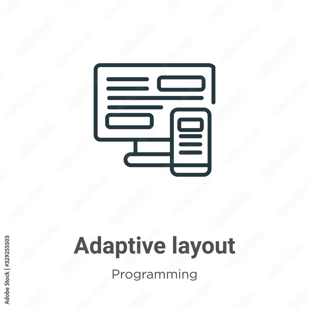 Adaptive layout outline vector icon. Thin line black adaptive layout ...