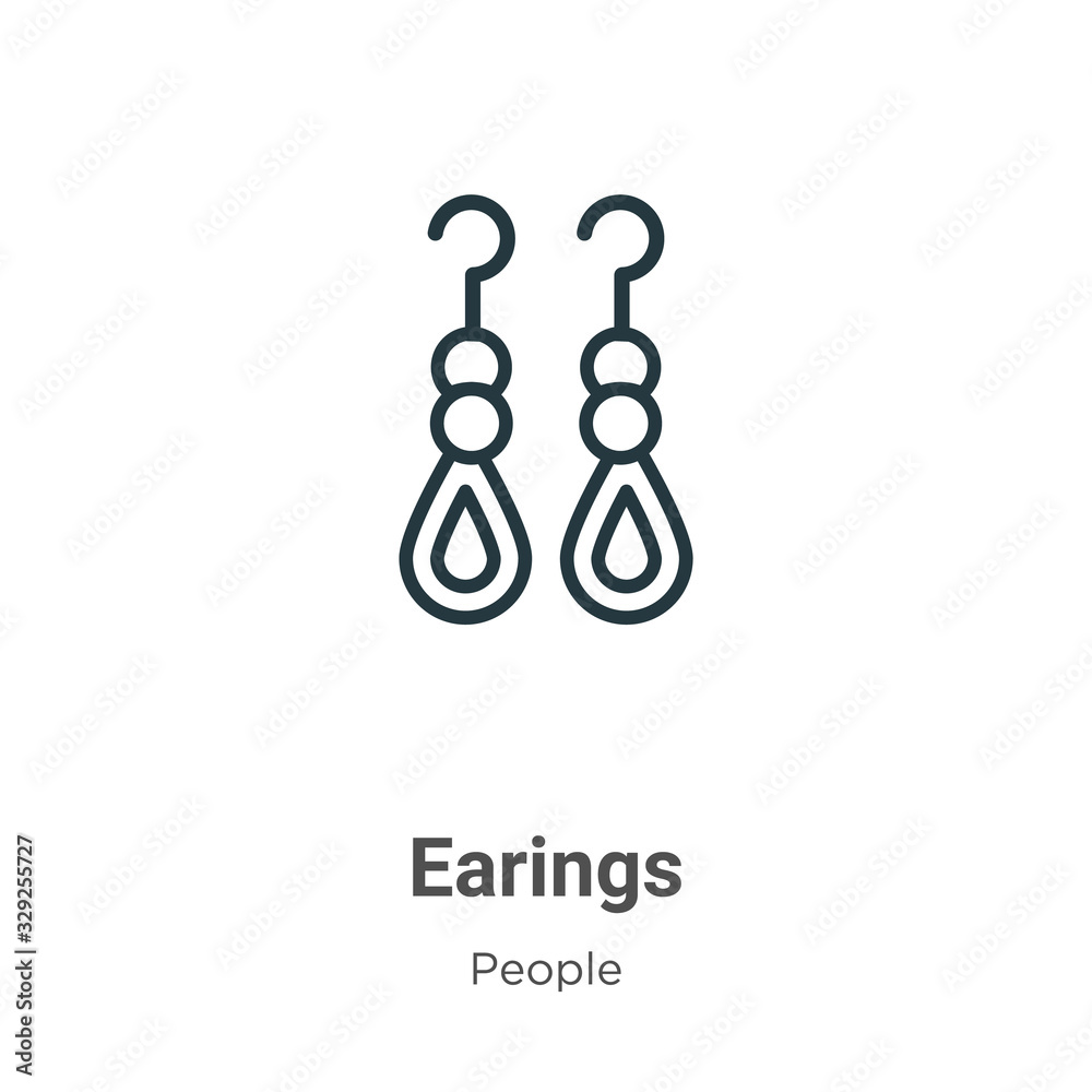 Earings outline vector icon. Thin line black earings icon, flat vector ...