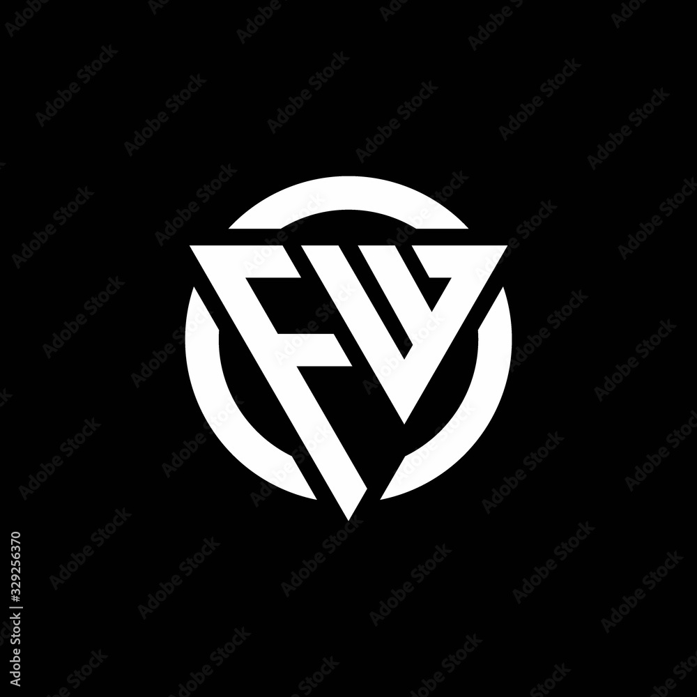 FW logo with triangle shape and circle rounded design template Stock ...