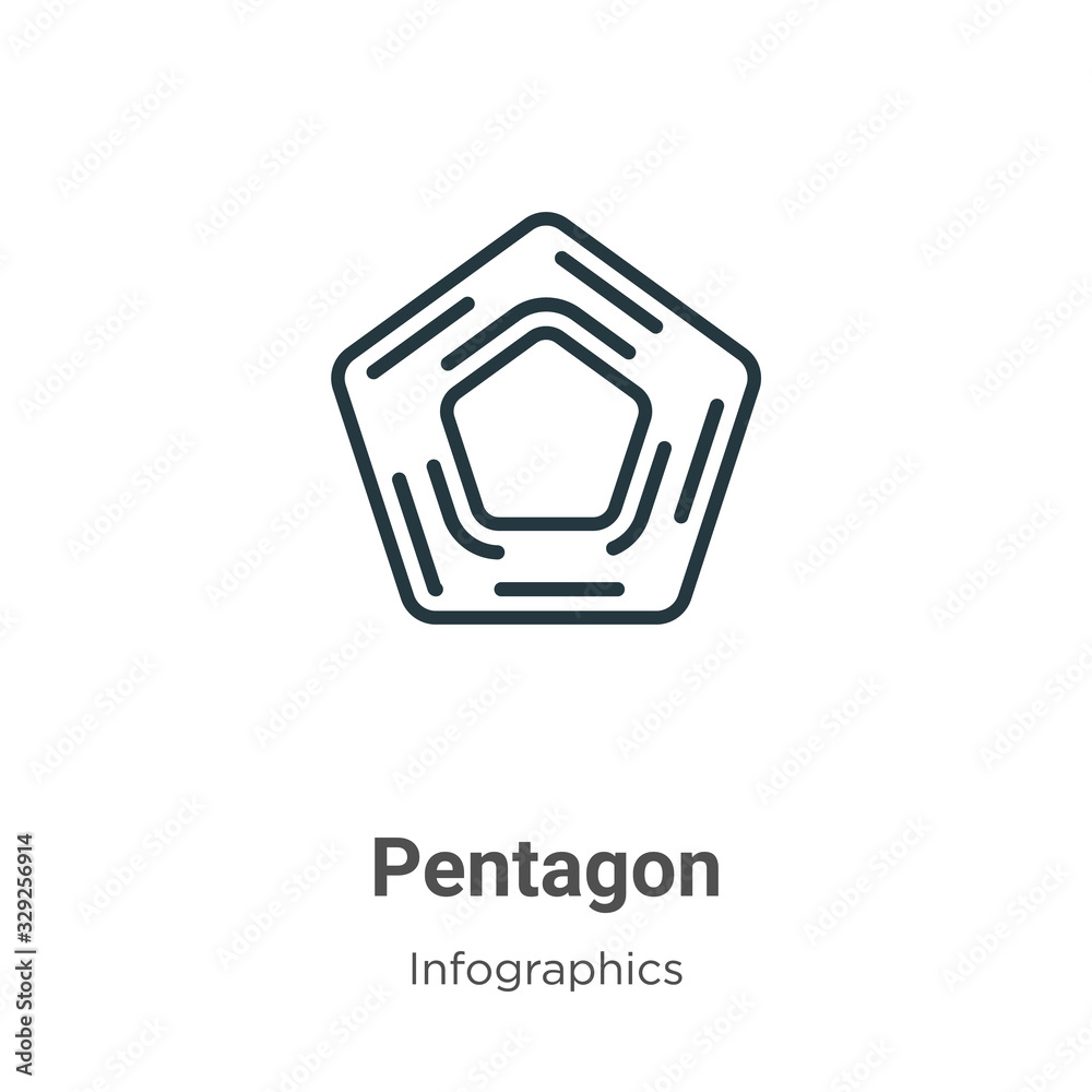 Pentagon outline vector icon. Thin line black pentagon icon, flat ...