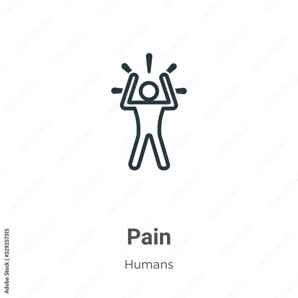 Pain outline vector icon. Thin line black pain icon, flat vector simple ...