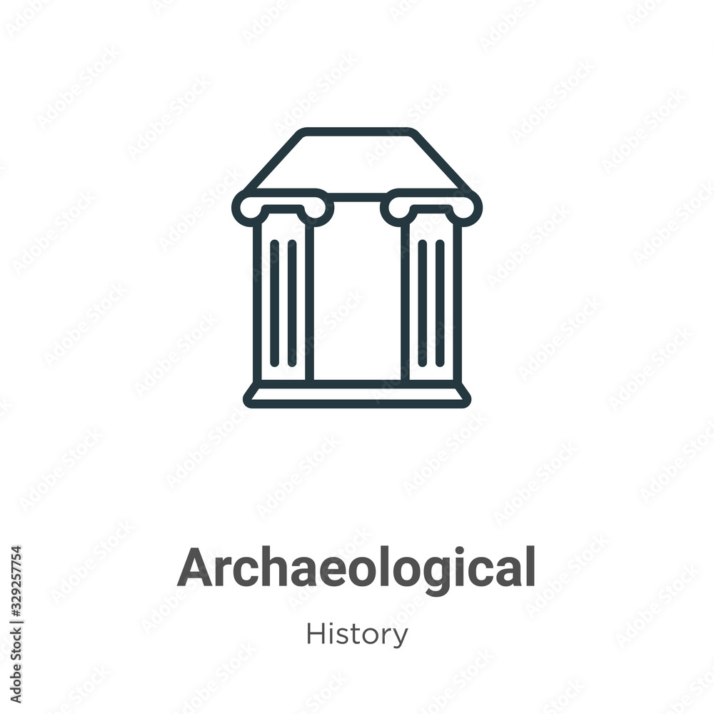 Archaeological outline vector icon. Thin line black archaeological icon ...