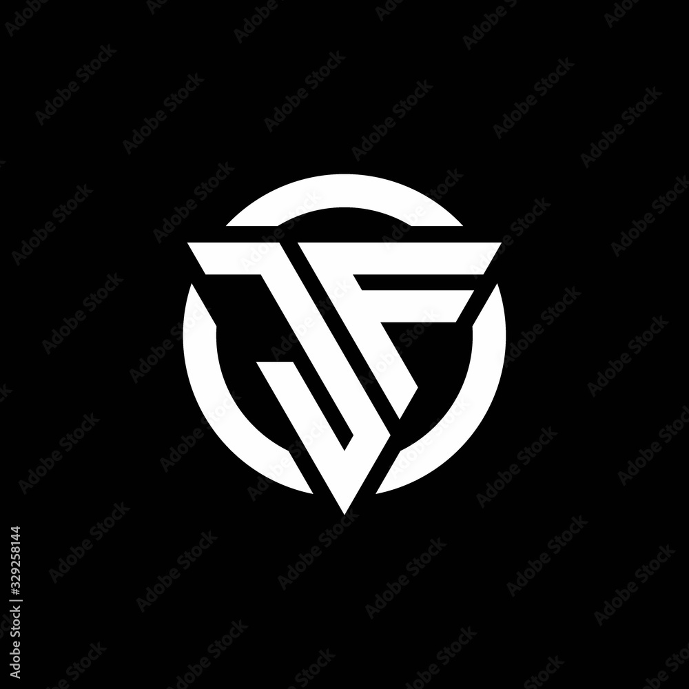 Vetor de JF logo with triangle shape and circle rounded design template ...