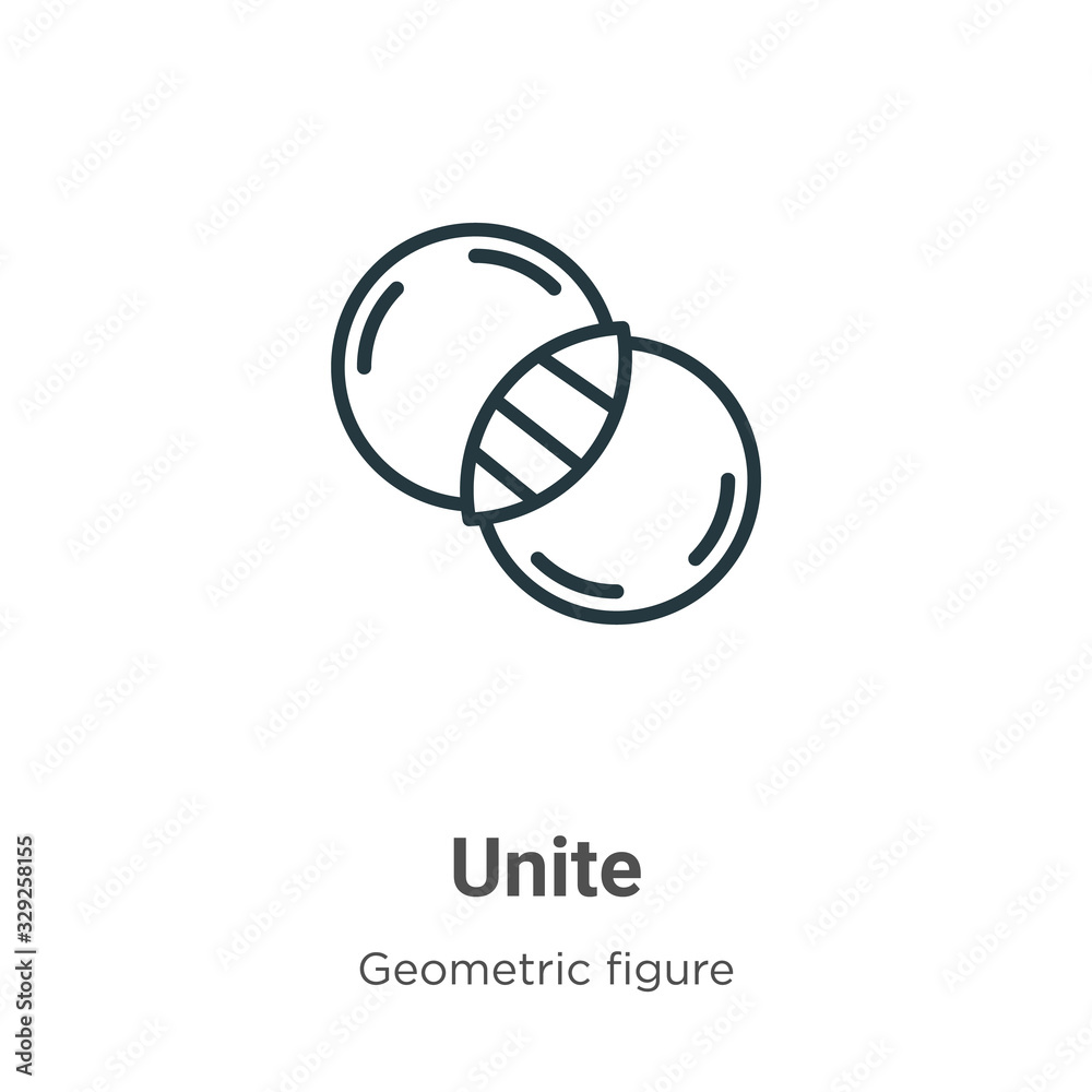 Unite outline vector icon. Thin line black unite icon, flat vector ...