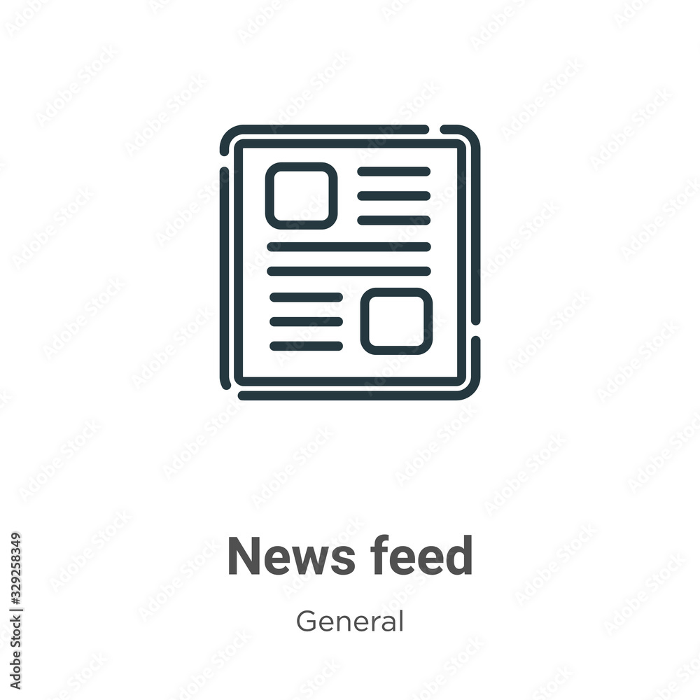 News feed outline vector icon. Thin line black news feed icon, flat ...