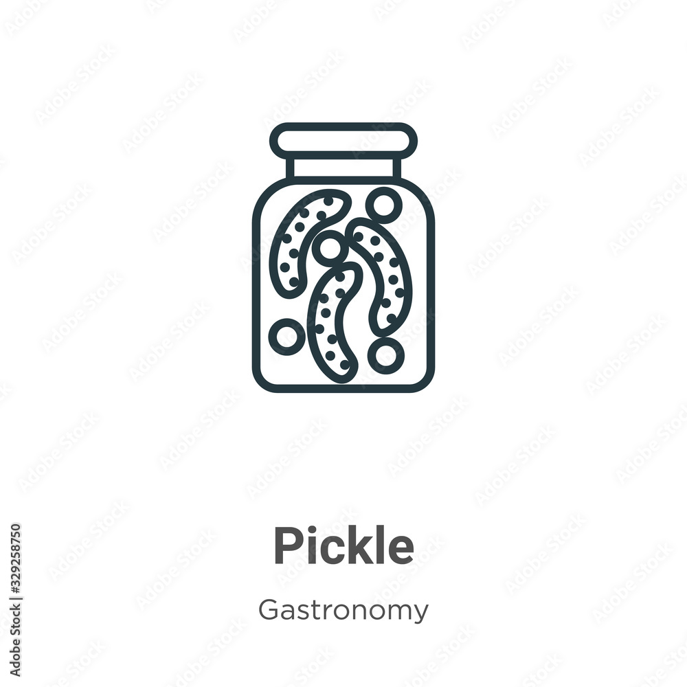 Pickle outline vector icon. Thin line black pickle icon, flat vector ...
