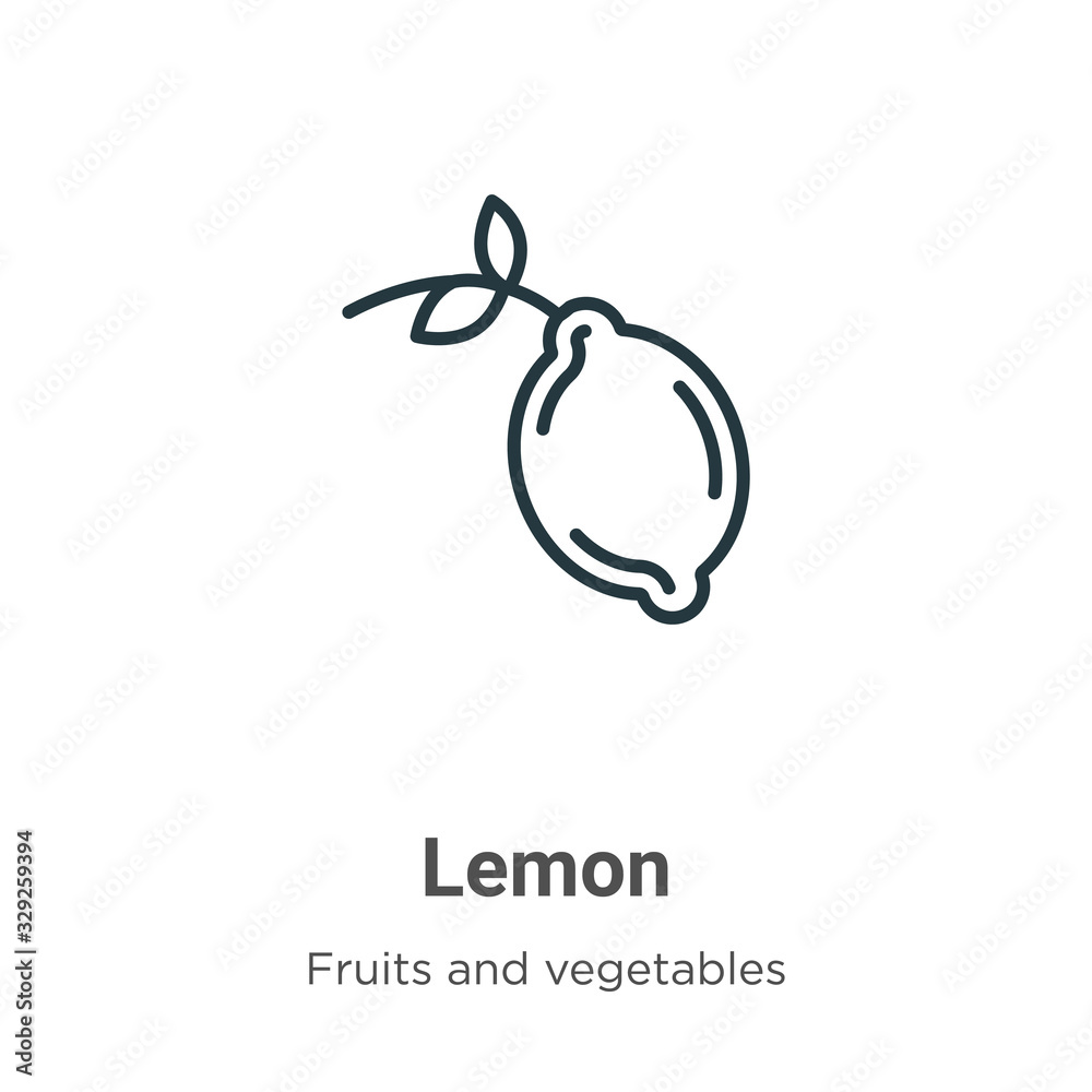 Lemon outline vector icon. Thin line black lemon icon, flat vector ...