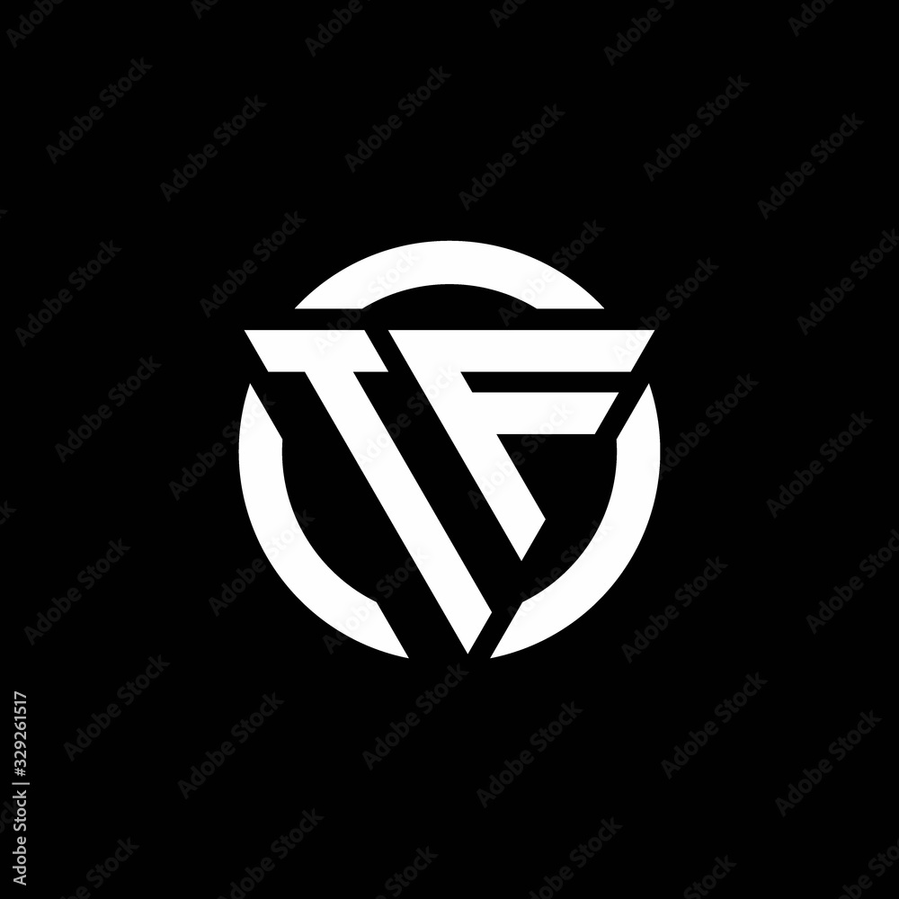 TF logo with triangle shape and circle rounded design template vector ...