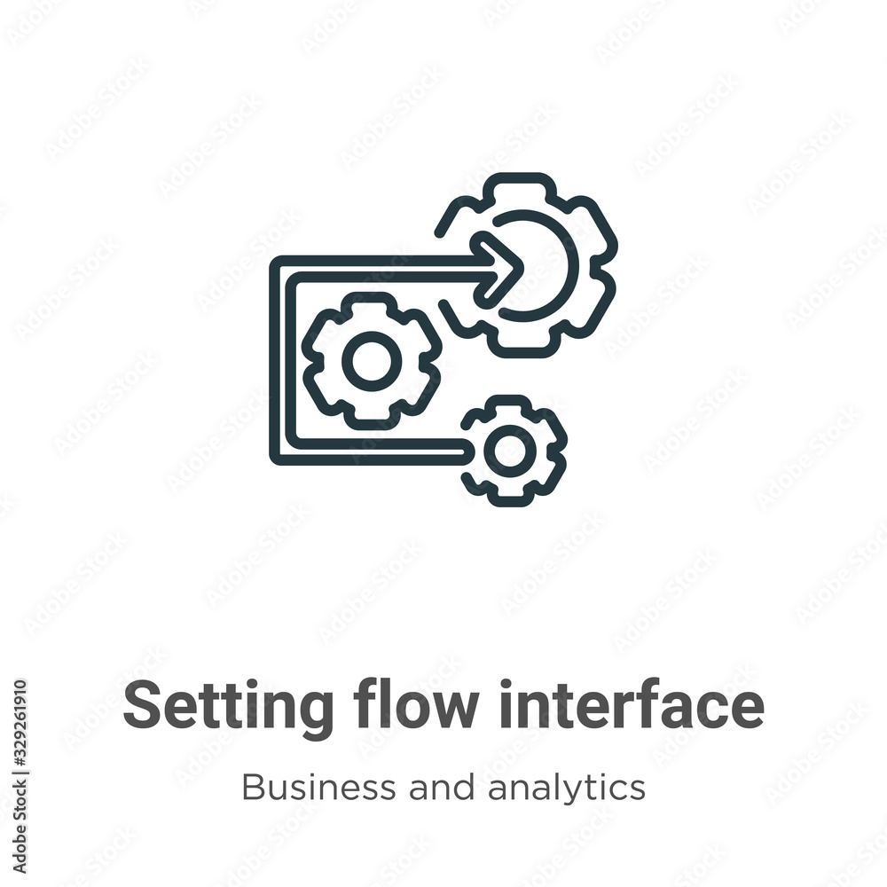 Setting flow interface symbol outline vector icon. Thin line black setting flow interface symbol ...