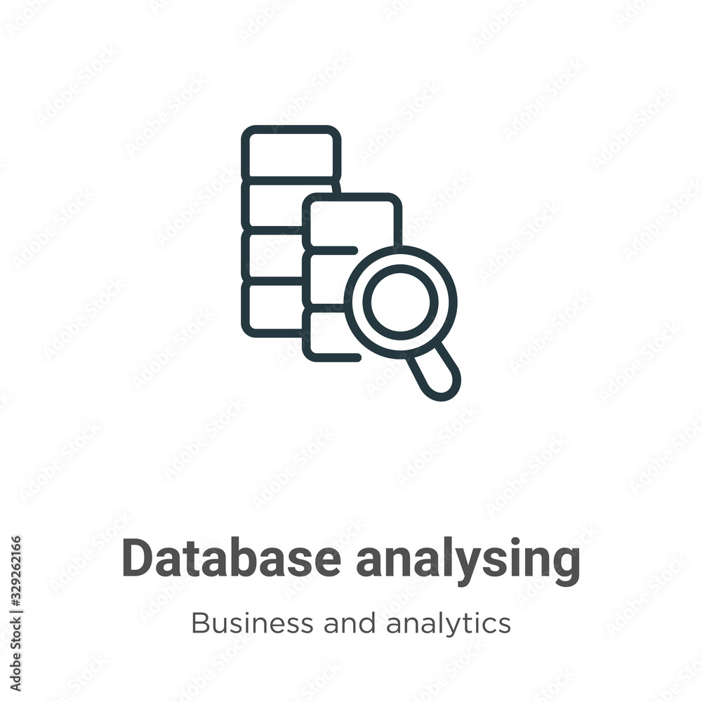 Database Analysing Outline Vector Icon Thin Line Black Database Analysing Icon Flat Vector