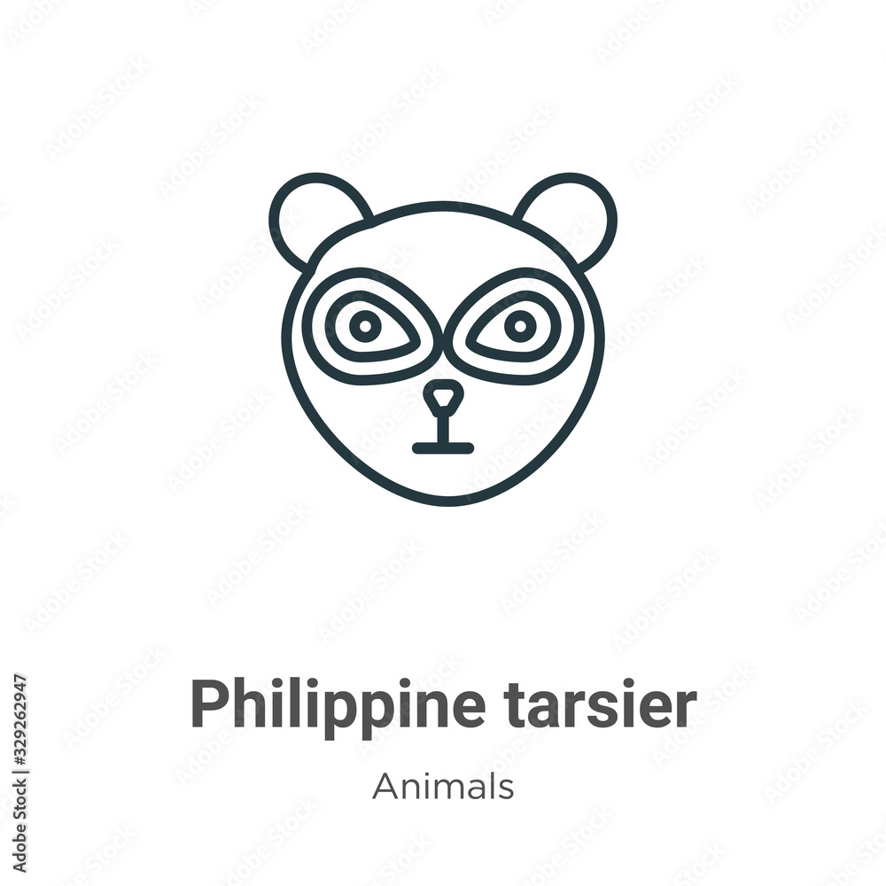 Vecteur Stock Philippine tarsier outline vector icon. Thin line black ...