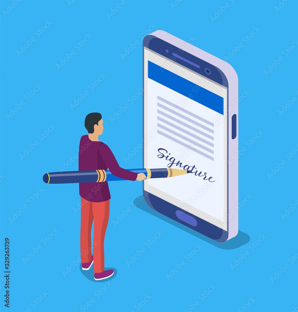 Electronic contract or digital signature concept. Business man puts ...