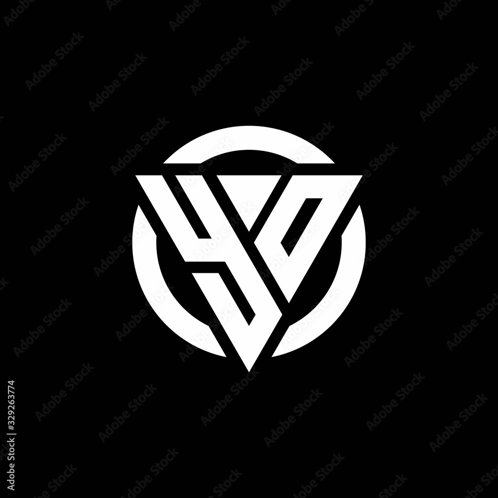 YO logo with triangle shape and circle rounded design template Stock ...