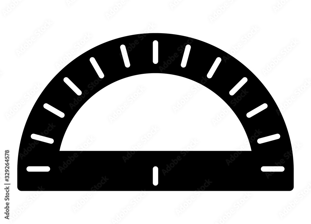 Half circle protractor for measuring angles flat vector icon for math ...