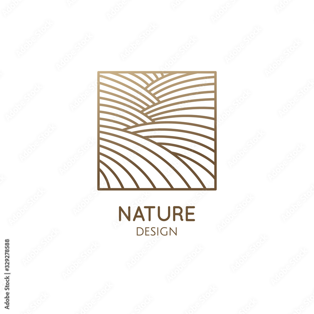 Nature abstract pattern. Linear logo of fields, hills or structure of ...