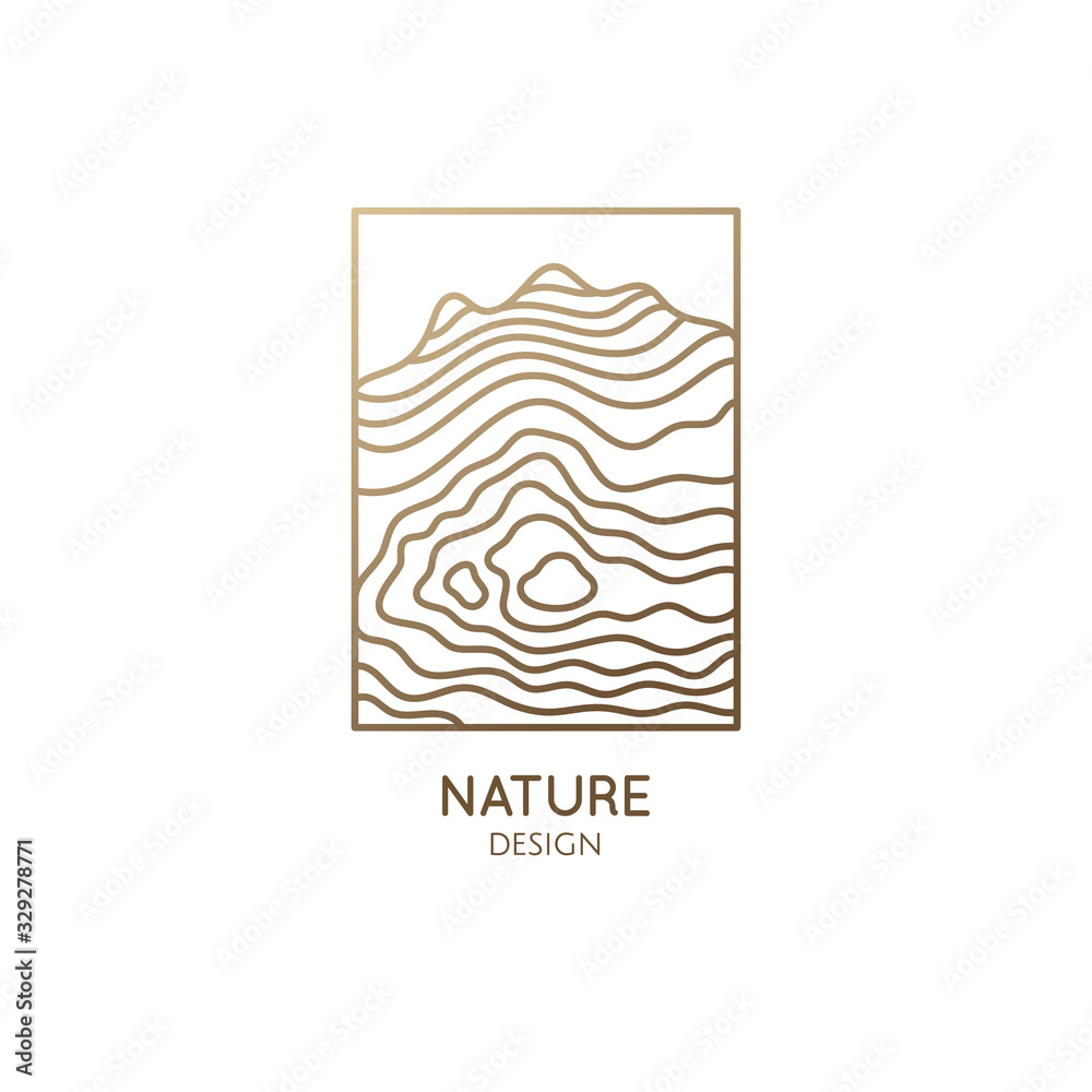 Abstract mountain logo. Natrural minimalistic landscape icon with ...