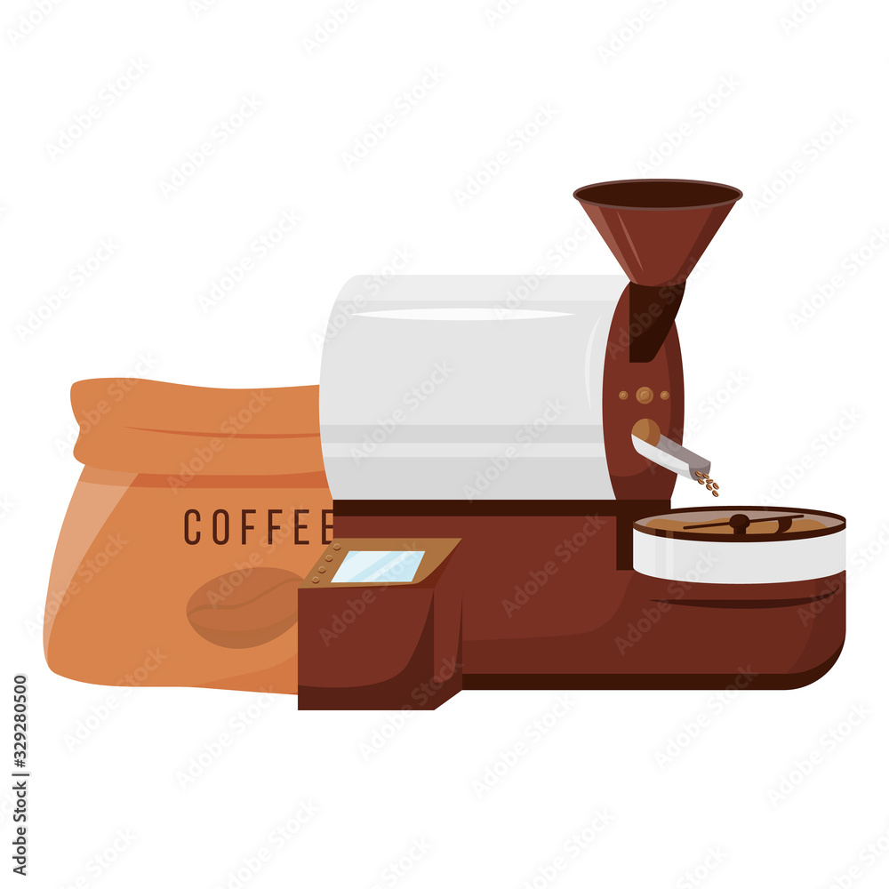 Roaster machine cartoon vector illustration. Arabica and robusta ...
