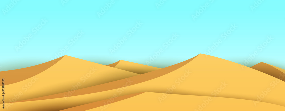 Cartoon desert sand dunes. Bright nature landscape. Minimalistic vector ...