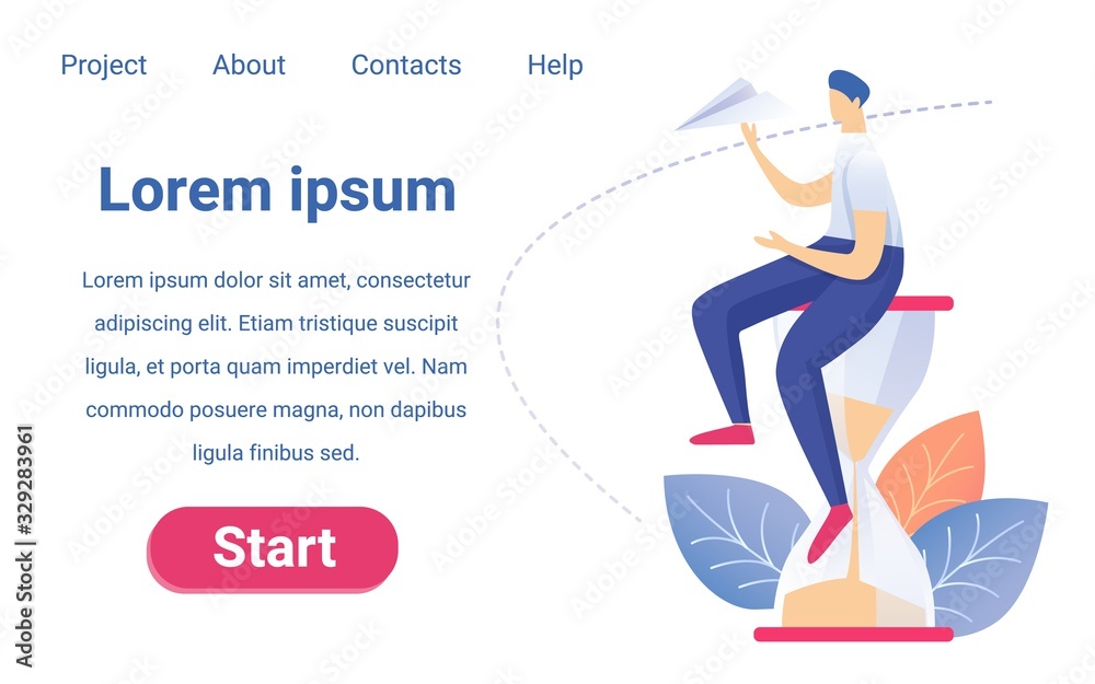 Cartoon Man Sit on Hourglass Running Sand, Launching Paper Plane Vector ...