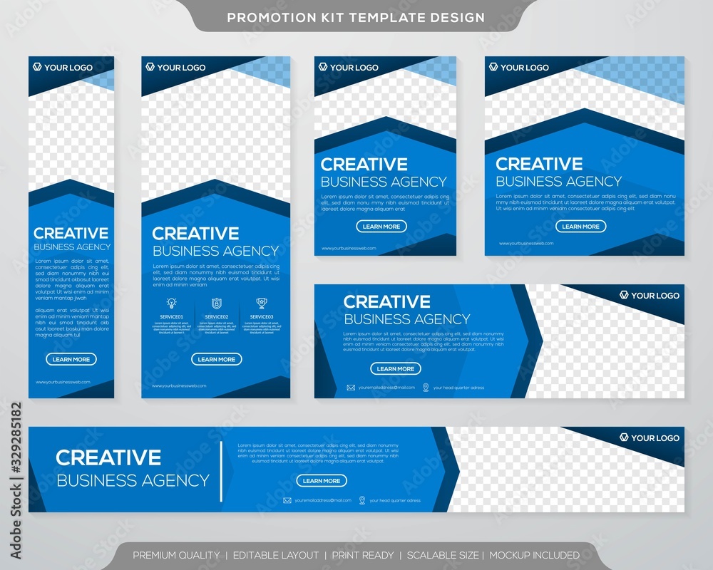 set of promotion kit banner template design with modern and minimalist ...