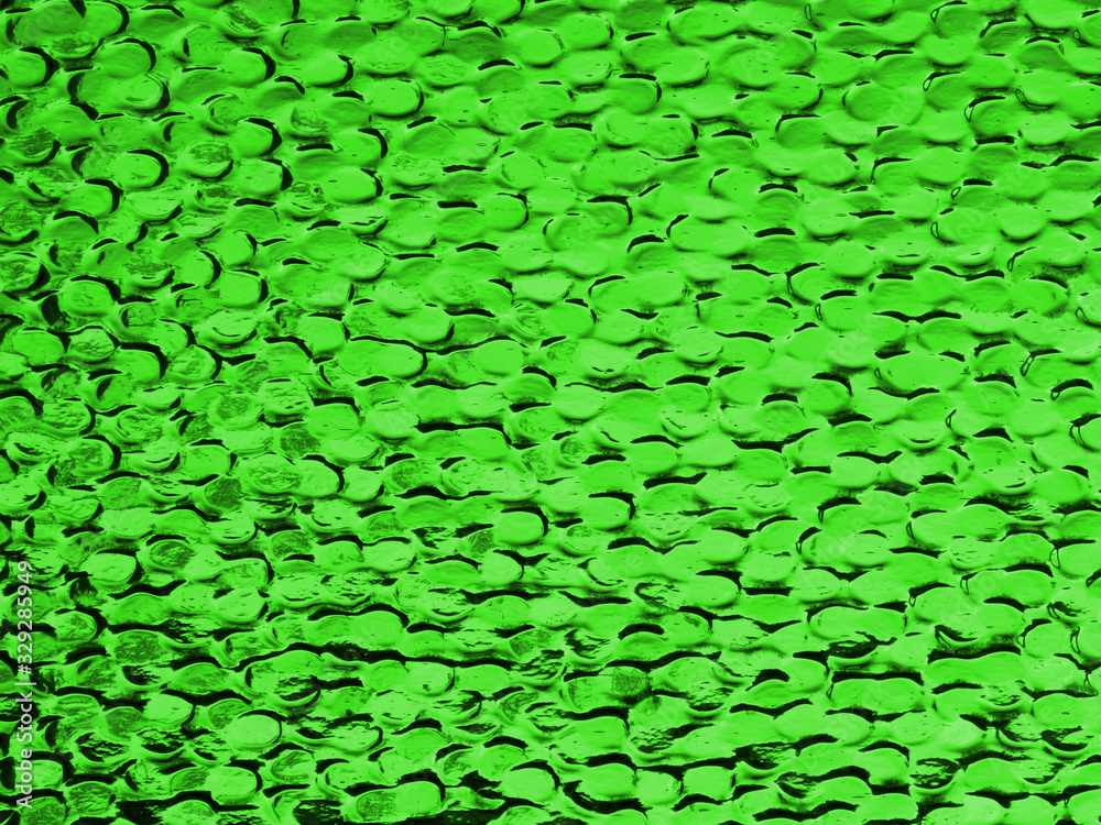 Green stained glass window texture. Closeup of frosted glass texture ...