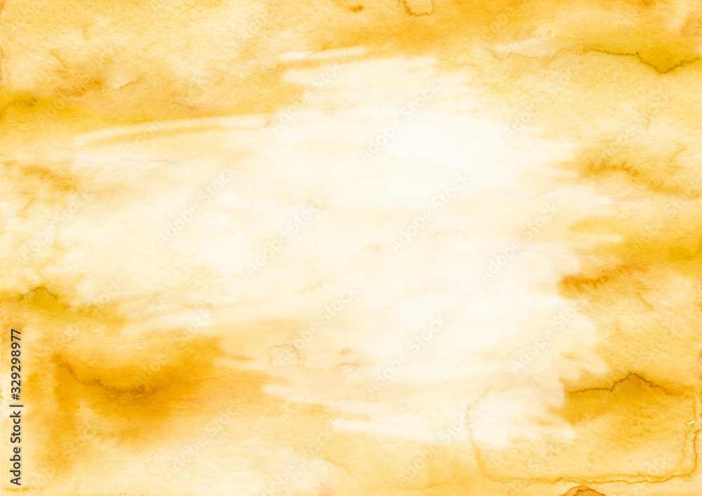Watercolor frame, postcard, card, background, abstraction. yellow paint ...