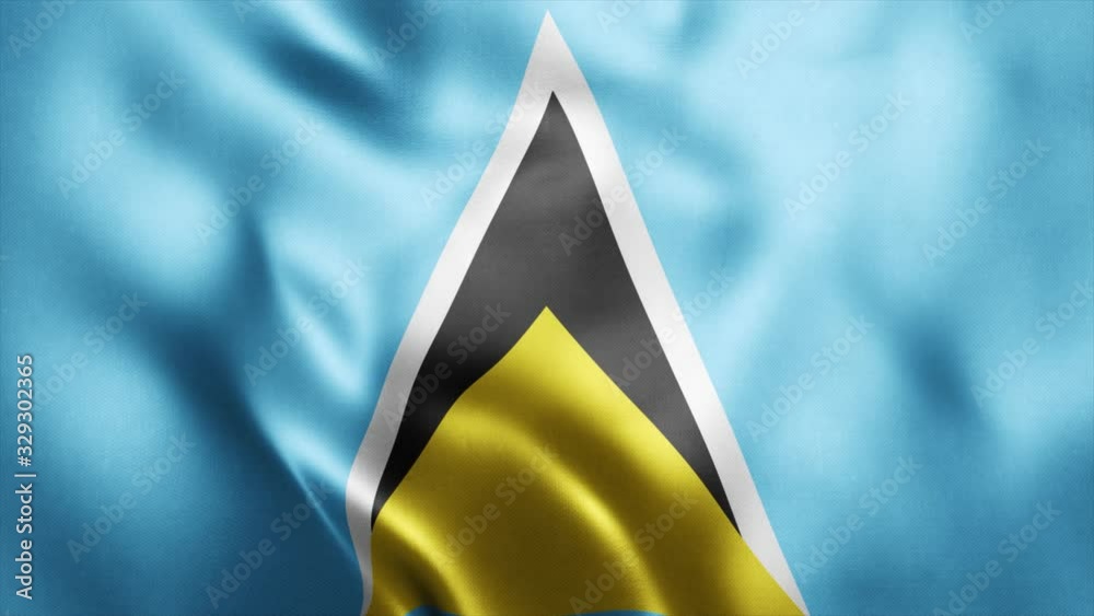 Loop animation of Photo Realistic fabric waving flag of Saint Lucia ...