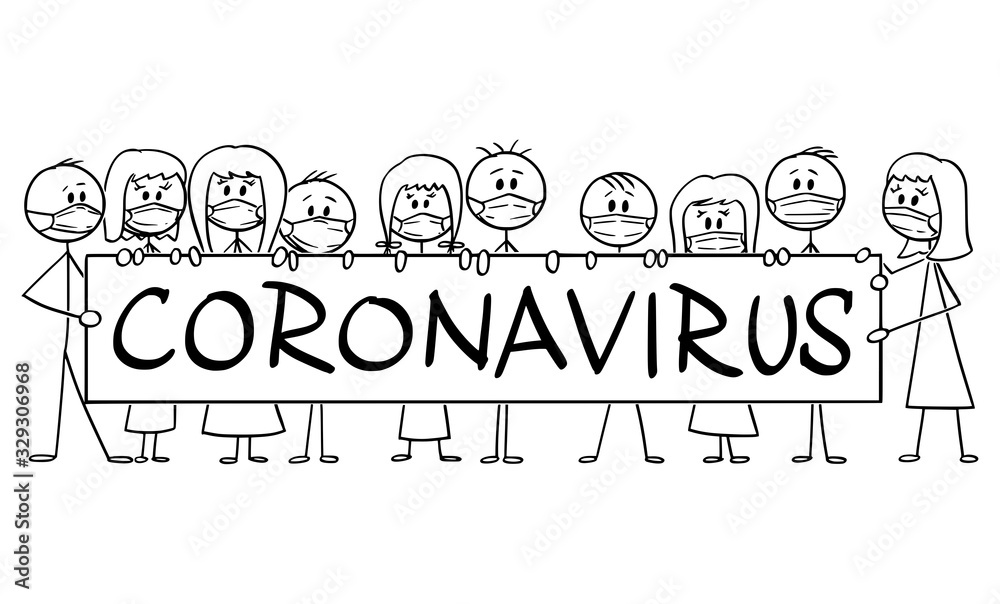 Vector cartoon stick figure drawing conceptual illustration of group of ...