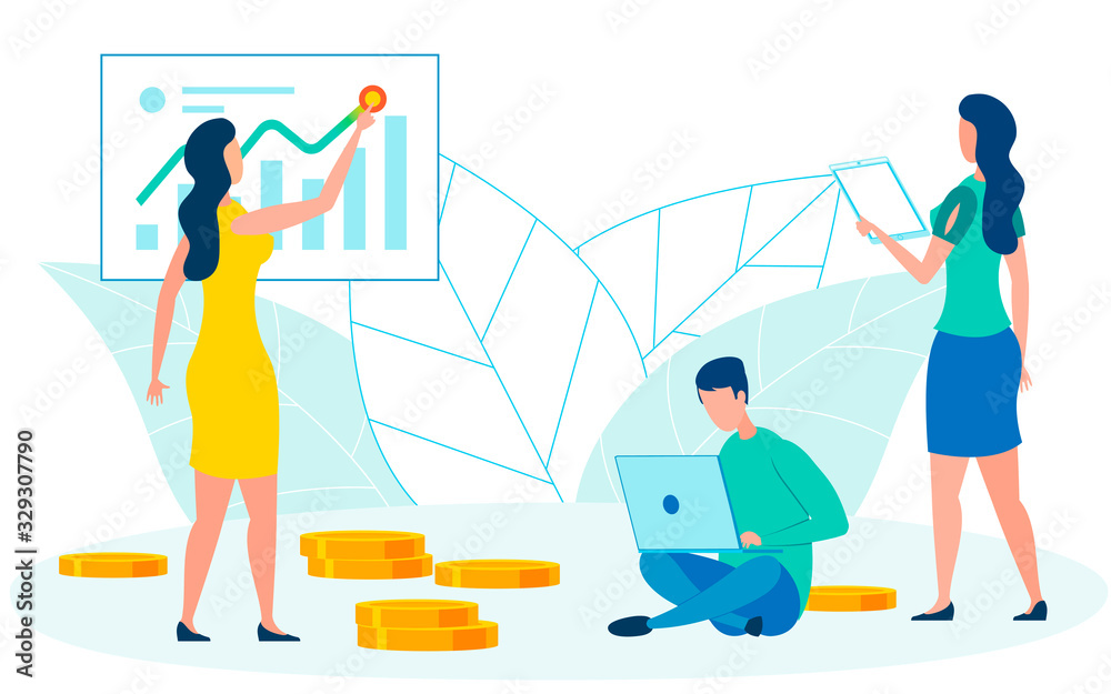 Accountants Cooperation Flat Vector Illustration. Finance Experts ...