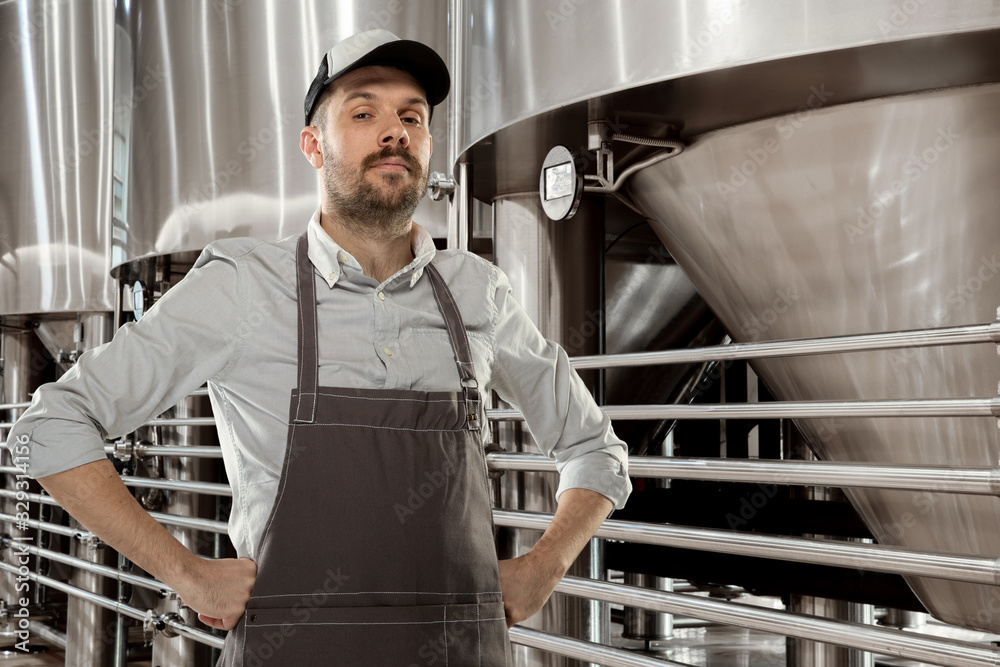 Professional brewer on his own craft alcohol production. Specialist ...