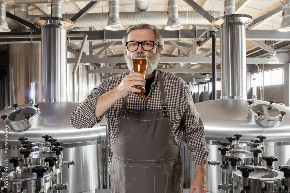 Professional brewer on his own craft alcohol production. Specialist ...