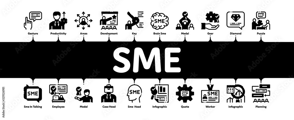 Sme Business Company Minimal Infographic Web Banner Vector. Sme Small ...