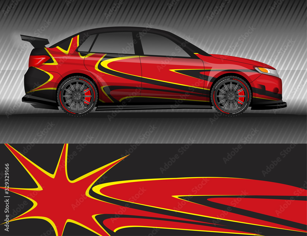 Car livery wrap decal, rally race style vector illustration abstract ...