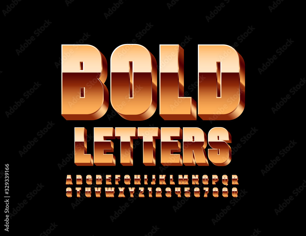 Vector Golden Bold Font. Luxury Modern Alphabet Letters and Numbers ...
