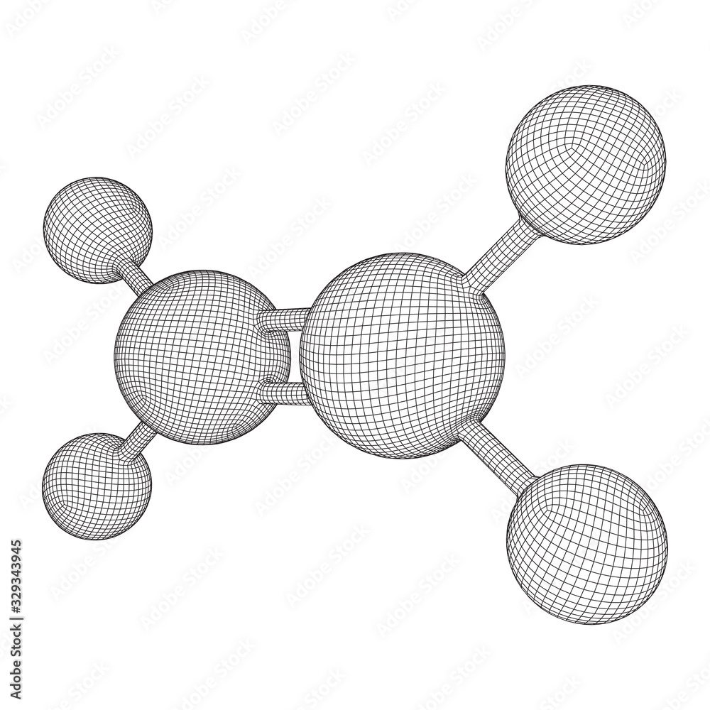 Ethylene ethene molecule. Used in production of polyethylene. Plant ...