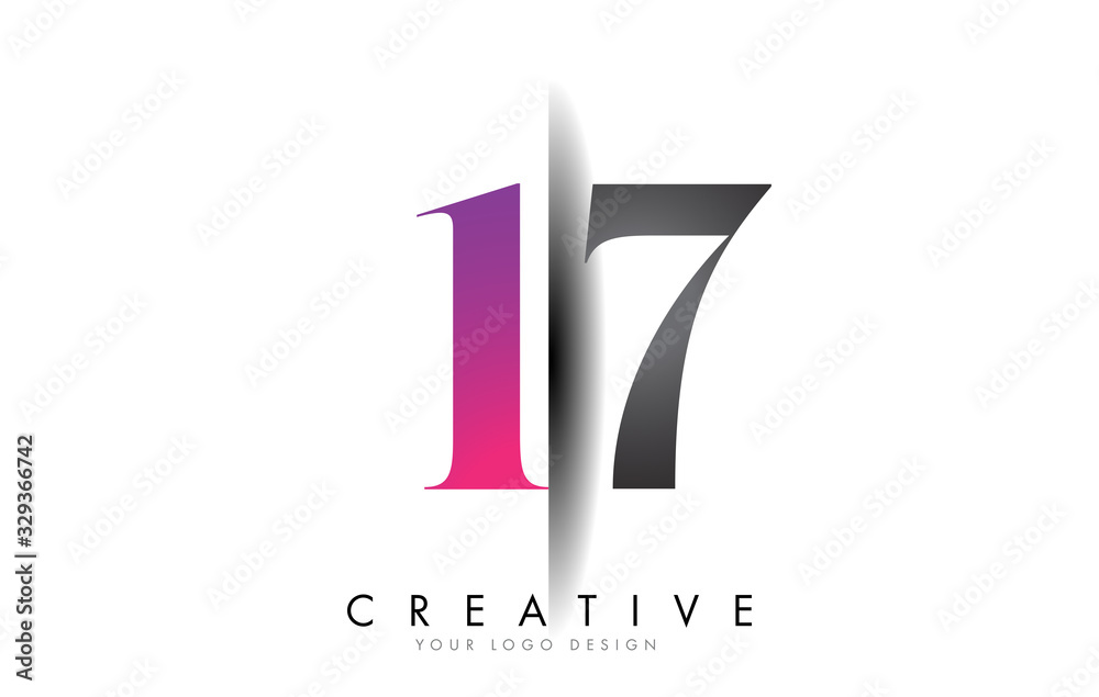 17 1 7 Number Logo with Creative Shadow Cut Design. Stock Vector ...