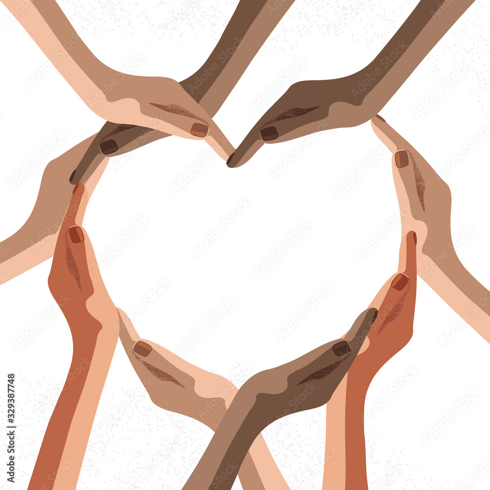 Hands of multicultural women flat vector illustration. Young teen girl ... Hands of multicultural women flat vector illustration. Young teen girl ...